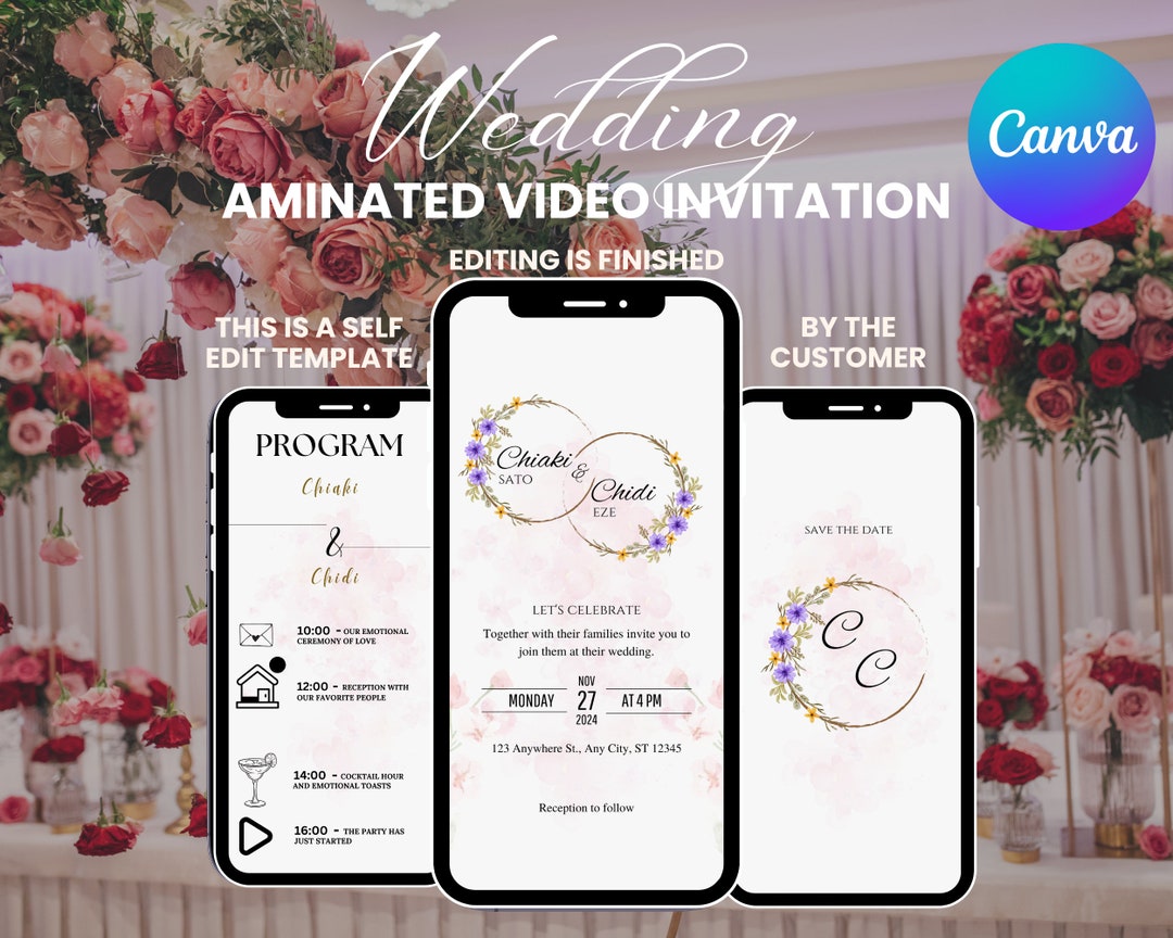 Animated Wedding Invitation Video Template, Flower Wedding, Video ...
