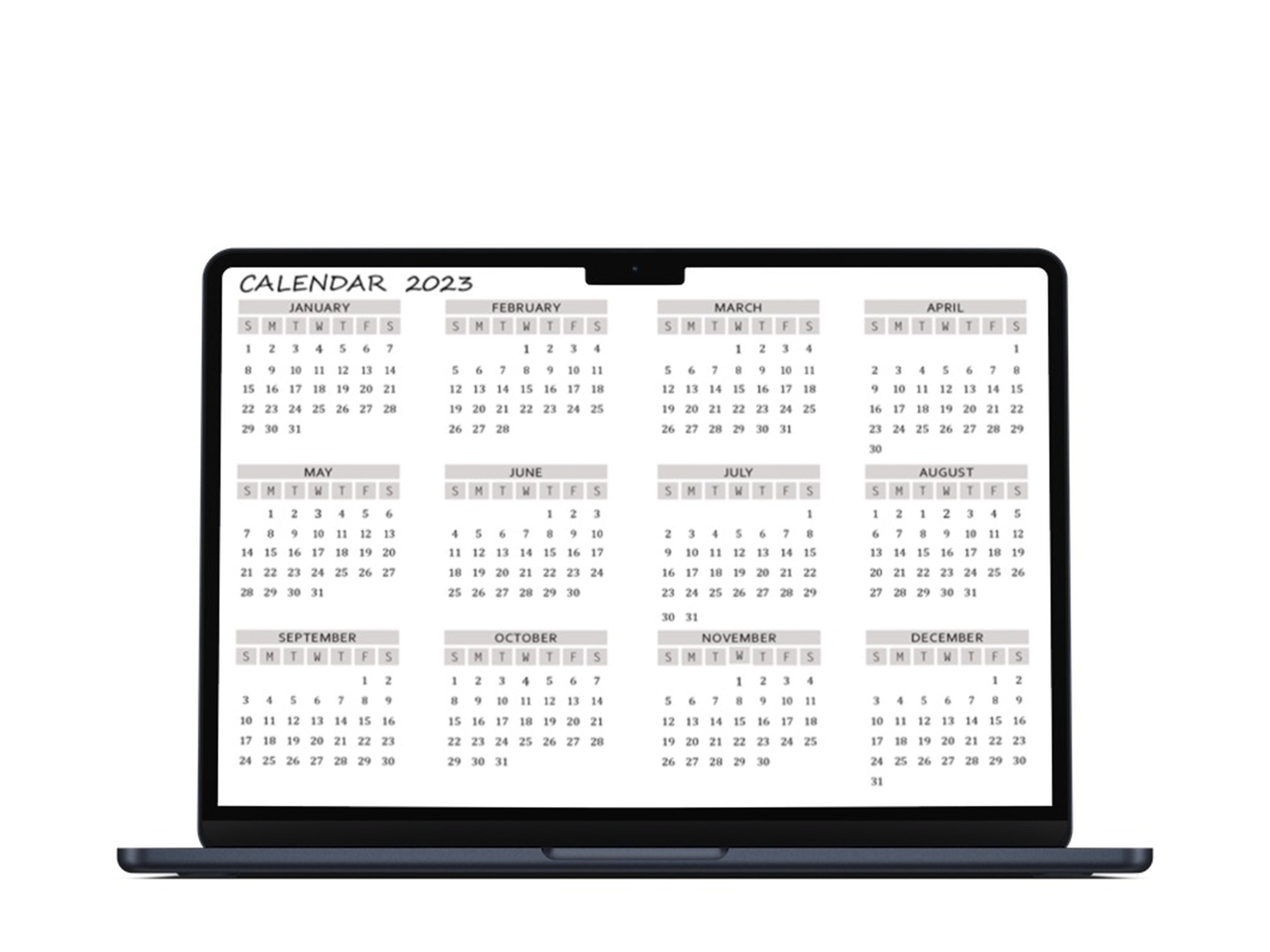 2023 Calendar Digital, 2023 Calendar Printable, 2023 Calendar Download ...