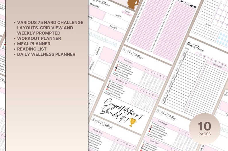 75 Hard Challenge Printable, 75 Hard, 75 Hard Checklist, Reading ...