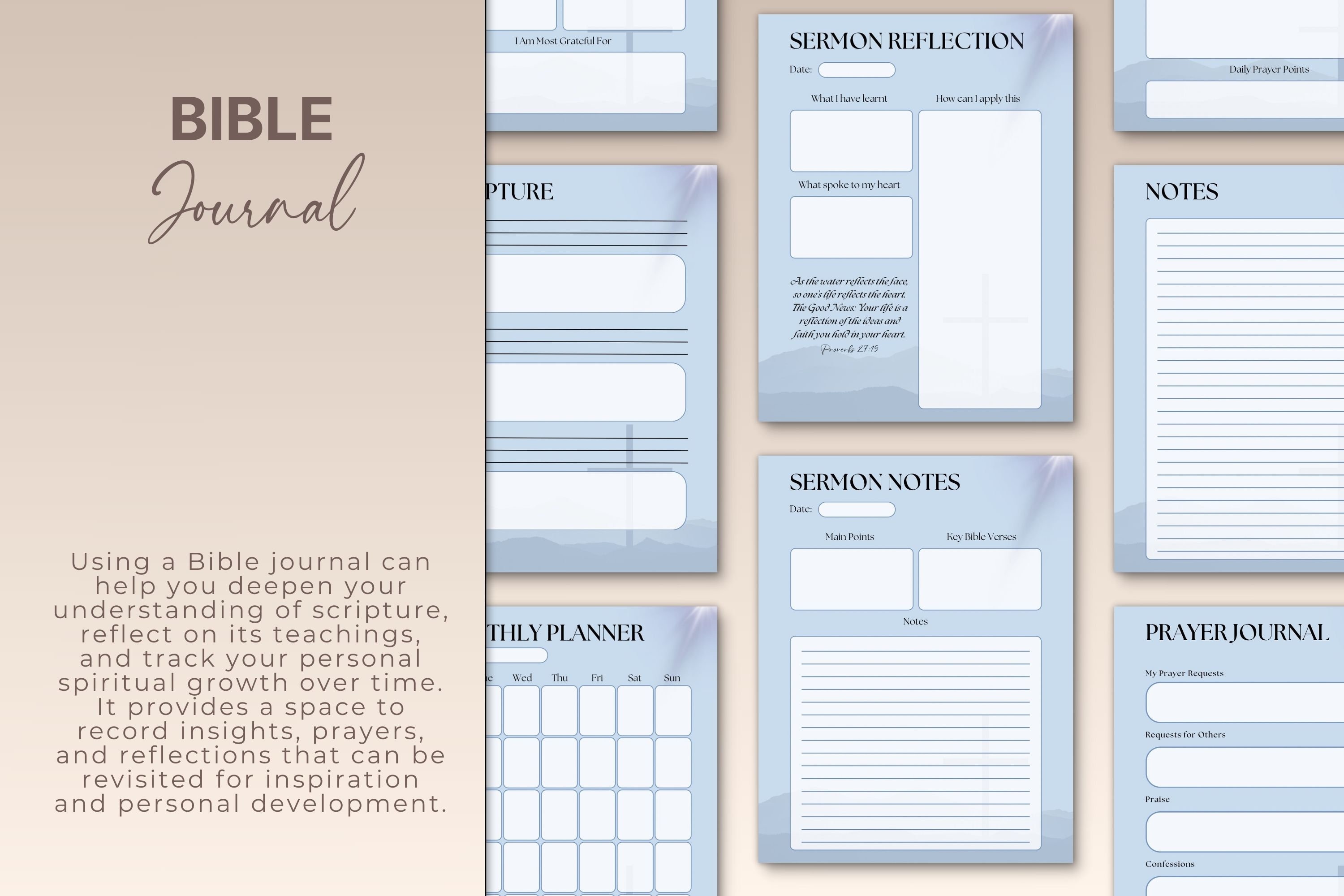 Printable Bible Journal Bible Study Journal Prayer Journal Devotional ...