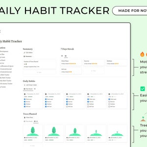 Notion Habit Tracker, 2023 / 2024 Notion Template, Aesthetic Notion ...