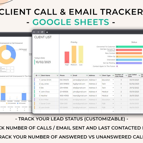 Client Call Tracker & Email Tracker Google Sheets Call Log - Etsy