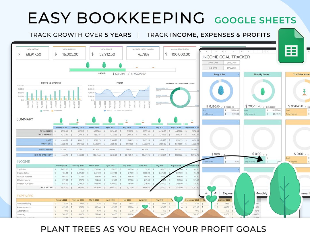 Easy Bookkeeping Template Small Business Bookkeeping - Etsy