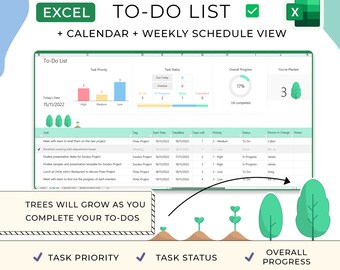 To Do List Digital Organizer and Progress Spreadsheet Excel - Etsy
