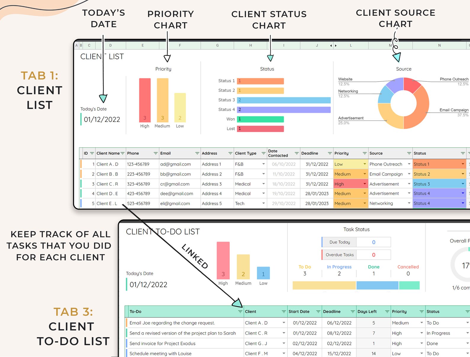Client Tracker Small Business Template Google Sheets CRM - Etsy