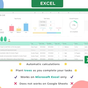 Excel to Do List Template, Excel Dashboard, Excel Planner Spreadsheet ...