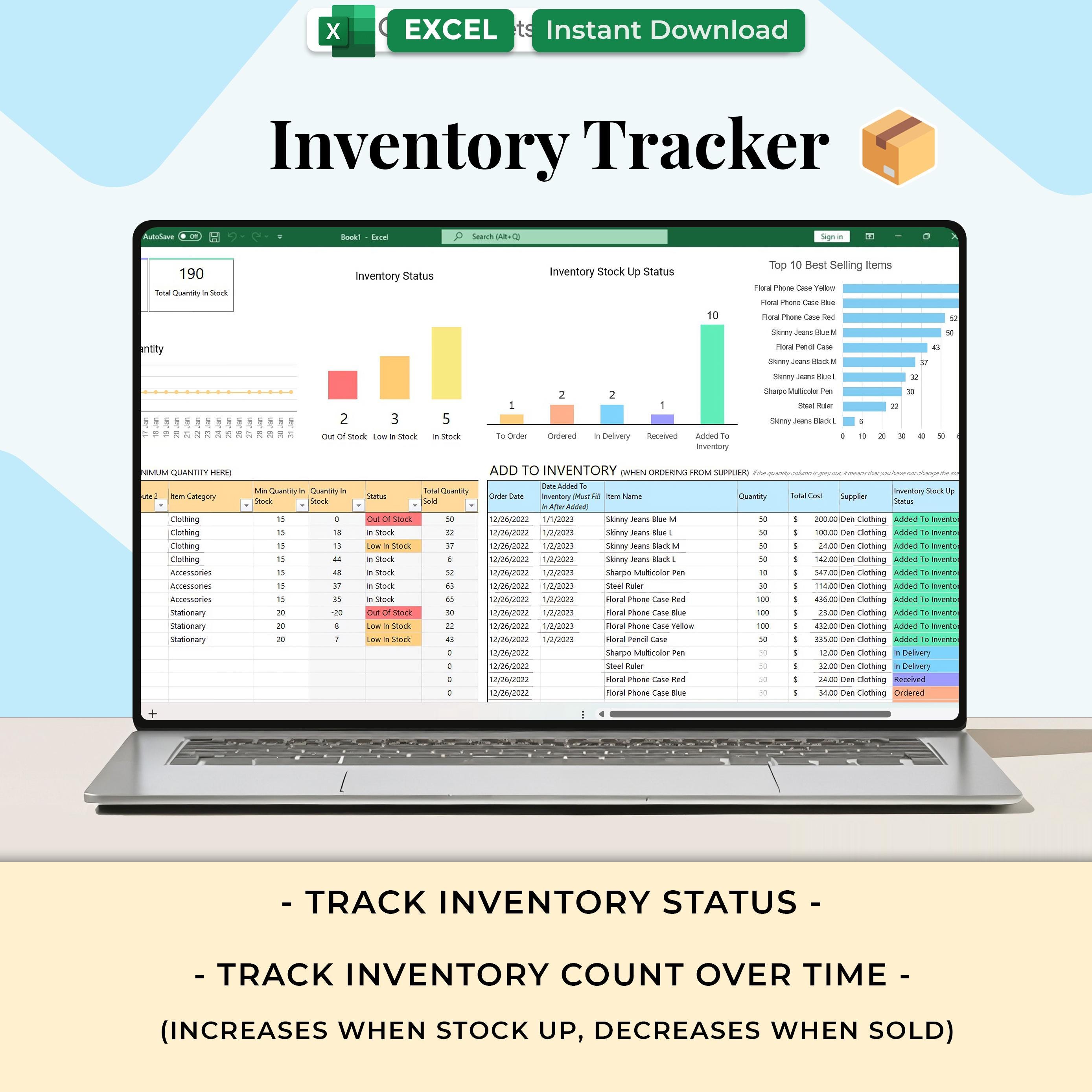 Inventory Tracker Excel Template, Small Business Inventory Management ...