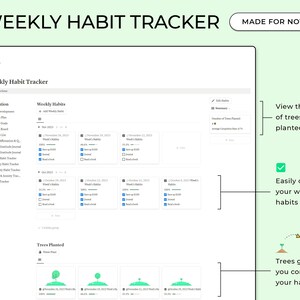 Notion Habit Tracker, 2023 / 2024 Notion Template, Aesthetic Notion ...