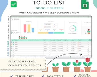 To Do List Template, Google Sheets Spreadsheet, Daily to Do, Digital ...