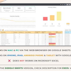 Inventory Tracker Spreadsheet, Google Sheets, Inventory Template Sheet ...