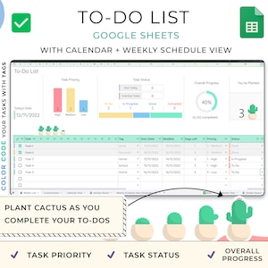 To-do List Google Sheets Template With Calendar & Weekly Schedule ...