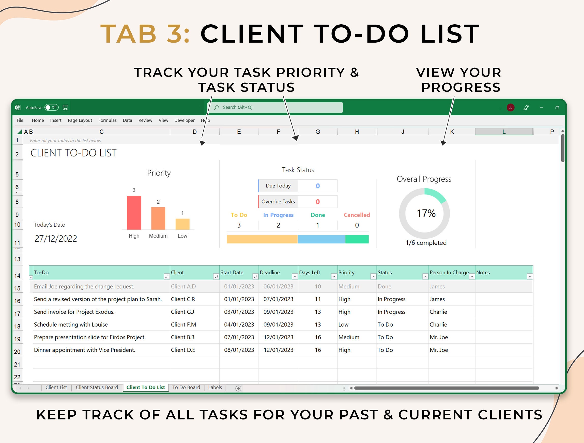 Excel Client Tracker Small Business Template Crm Dashboard Etsy
