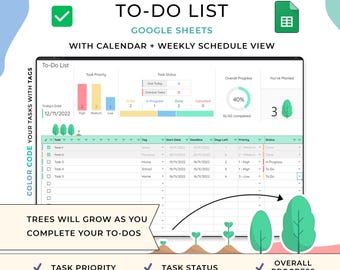 To Do List Template, Google Sheets Spreadsheet, Daily to Do, Digital ...