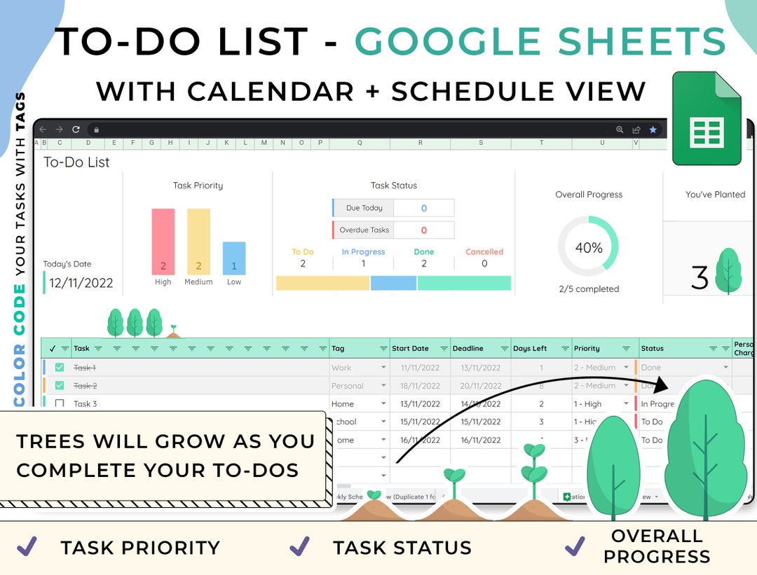 To Do List Template Google Sheets Spreadsheet Daily to Do - Etsy