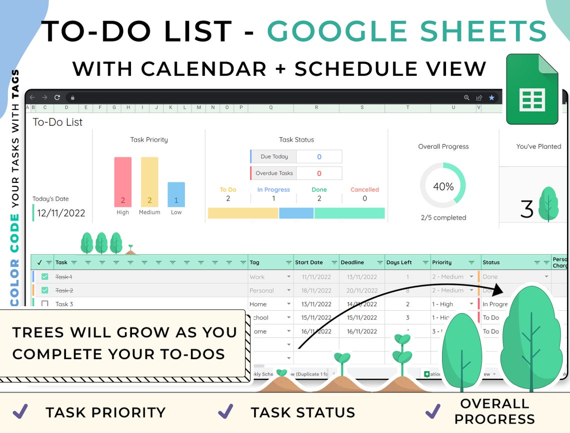 To Do List Template Google Sheets Spreadsheet Daily to Do - Etsy