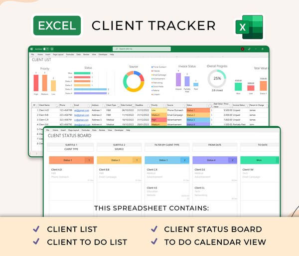 Kanban Board Excel Template Task Tracker Project Management Gantt Chart ...
