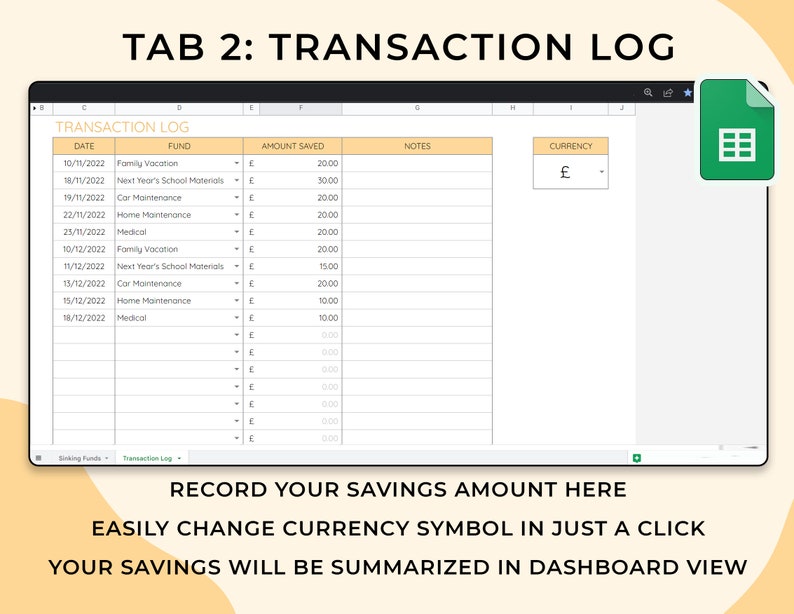 Savings Planner Google Sheets Digital Financial Planner - Etsy
