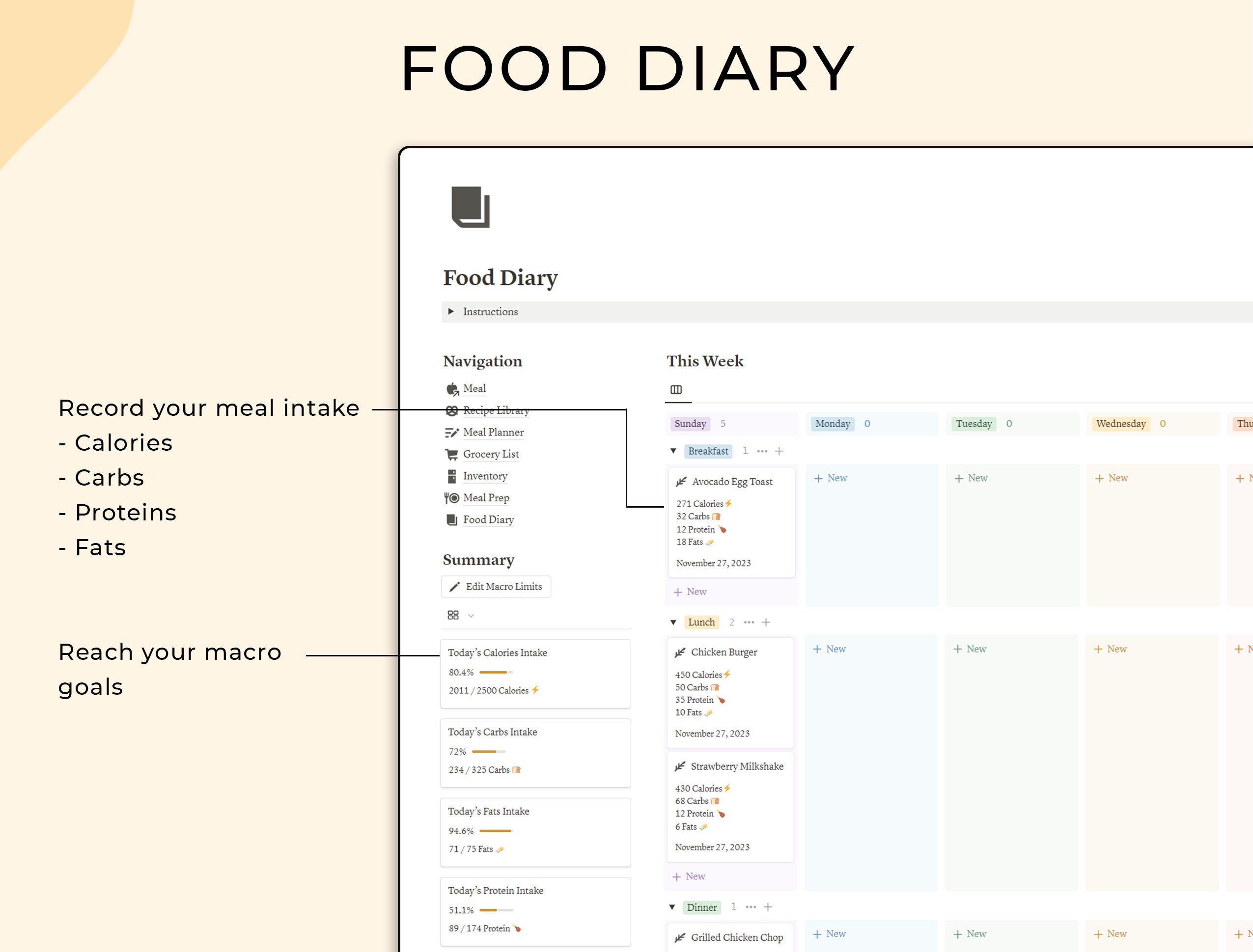 Notion Meal Planner, Notion Template, Weekly Meal Planner Template ...