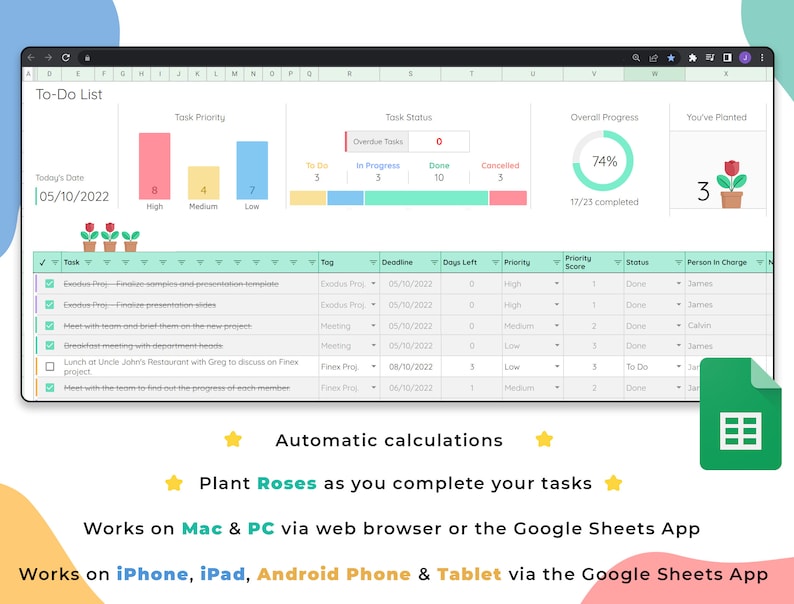 To Do List Template Google Sheets Spreadsheet Checklist - Etsy