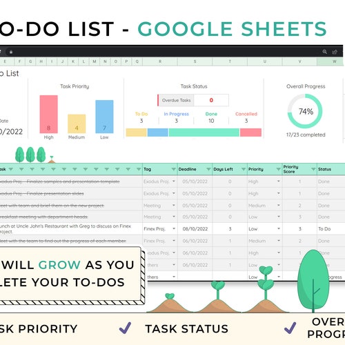 To Do List Template Google Sheets Template Calendar - Etsy Canada