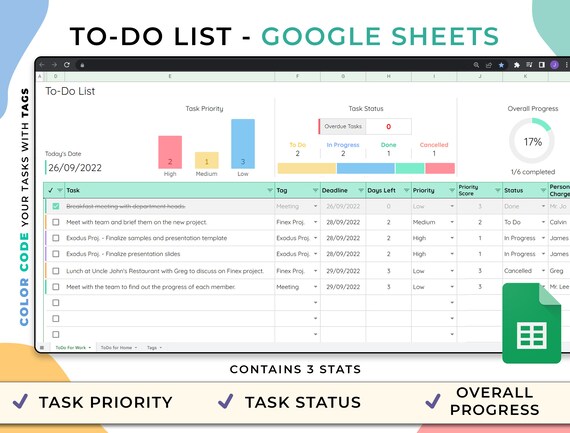 To Do List Template Google Sheets Spreadsheet Daily to Do - Etsy