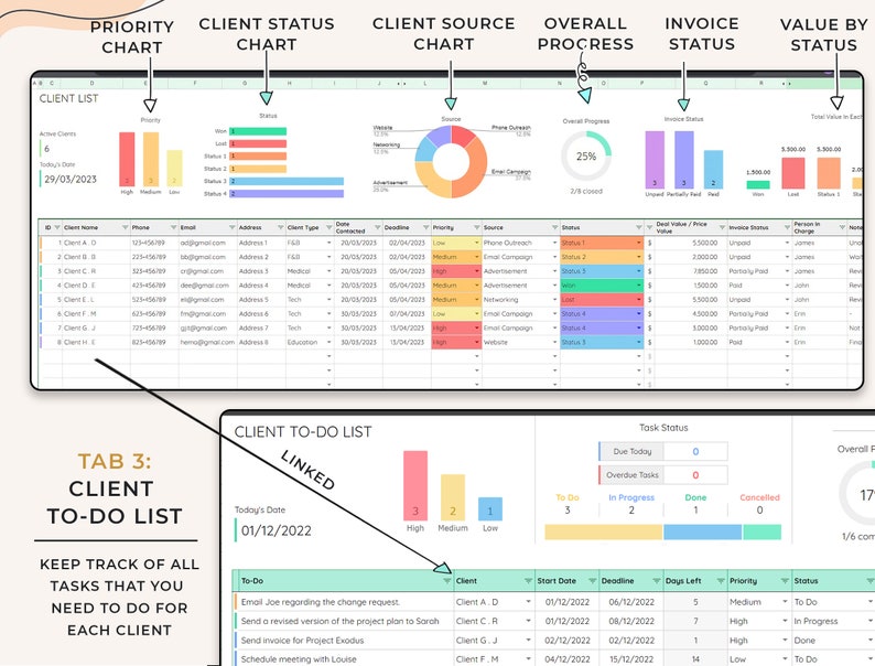 Client Tracker, Small Business Template, Google Sheets Planner, CRM ...