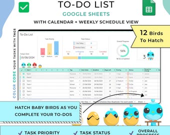 To Do List Template, Google Sheets Spreadsheet, Daily to Do, Digital ...