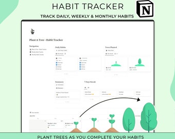 Plant A Tree Notion Habit Tracker, Goal Planner (digital Download) - Etsy