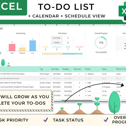TO-DO LIST Digital Spreadsheet Excel Template - Etsy