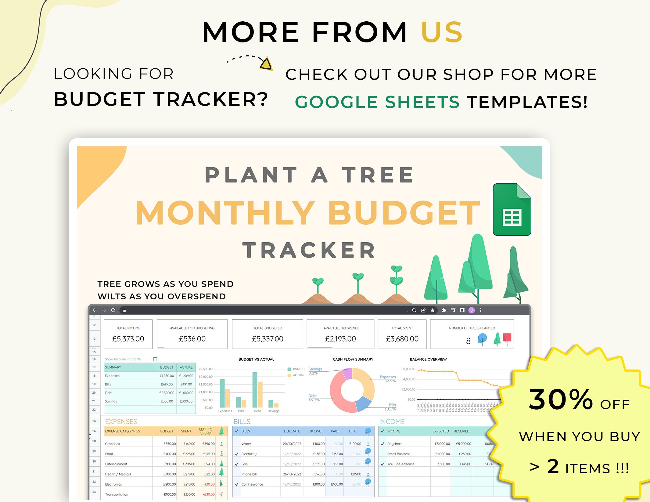 Savings Planner Google Sheets Digital Financial Planner - Etsy