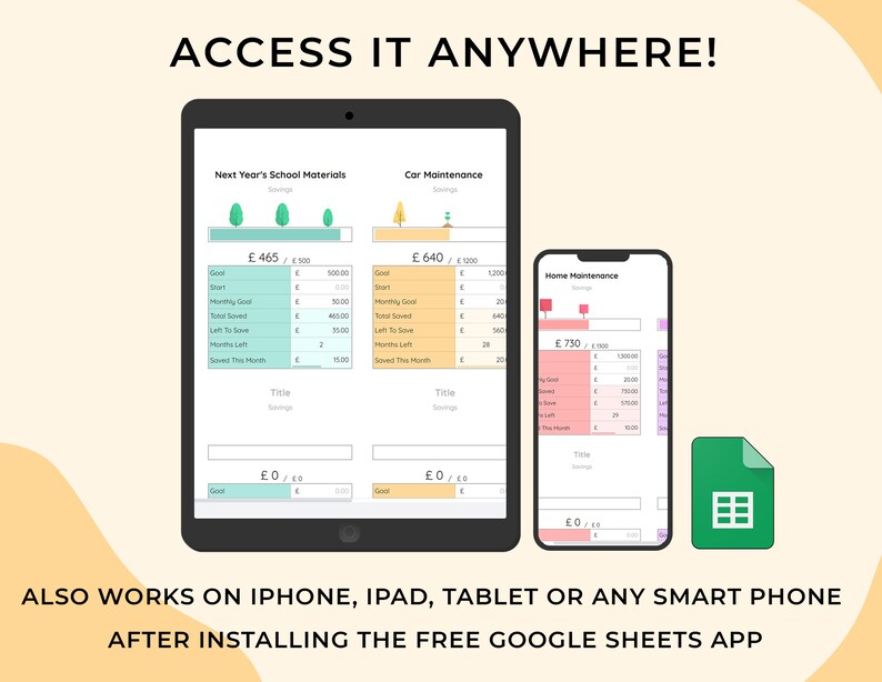 Savings Planner Google Sheets Digital Financial Planner - Etsy