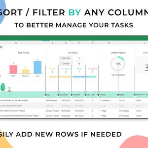 Excel to Do List Template, Excel Dashboard, Excel Planner Spreadsheet ...