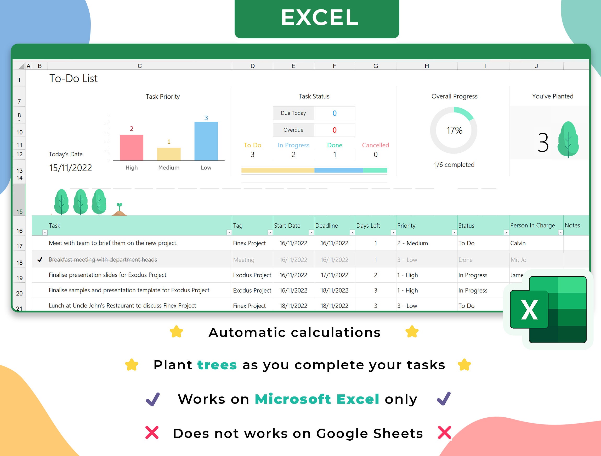 Plantilla de lista de tareas pendientes de Excel, hoja de cálculo del ...