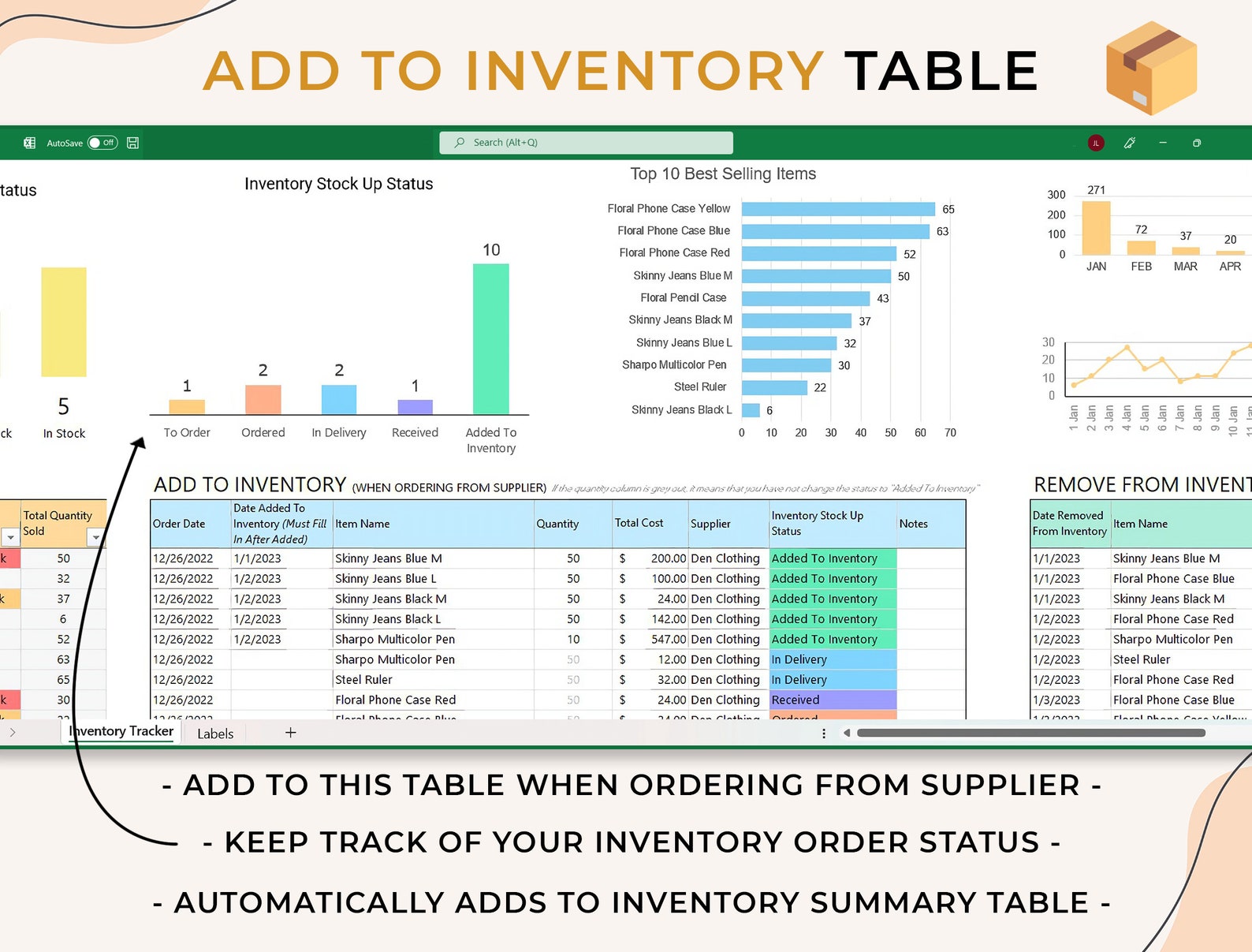Excel Inventory Tracker Spreadsheet Template, Inventory Template Sheet ...