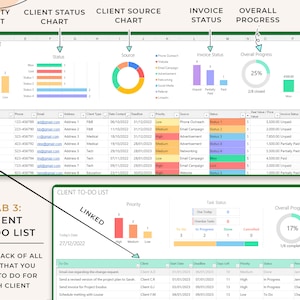 Excel Client Tracker, Small Business Template, CRM Dashboard, Excel ...