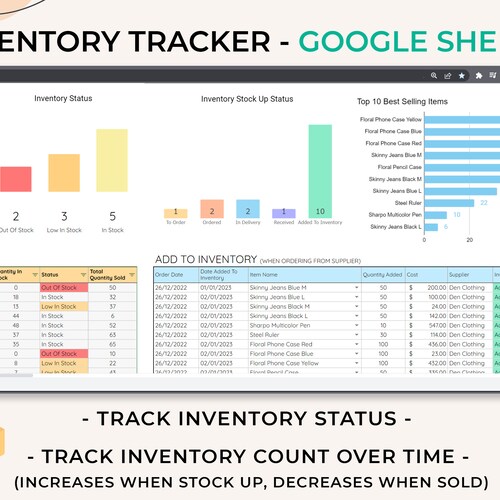 Inventory Tracker Spreadsheet Google Sheets Inventory - Etsy Canada