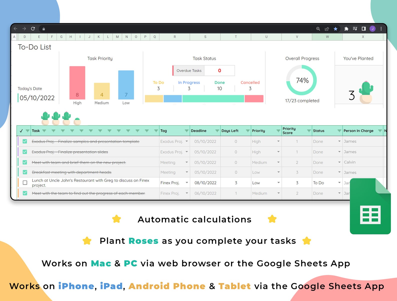 To Do List Template Google Sheets Spreadsheet Checklist - Etsy Canada