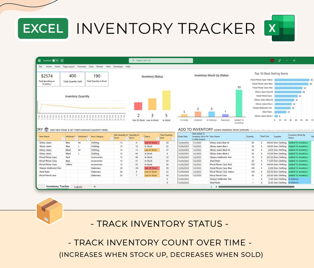 Excel Inventory Tracker Spreadsheet Template Inventory - Etsy