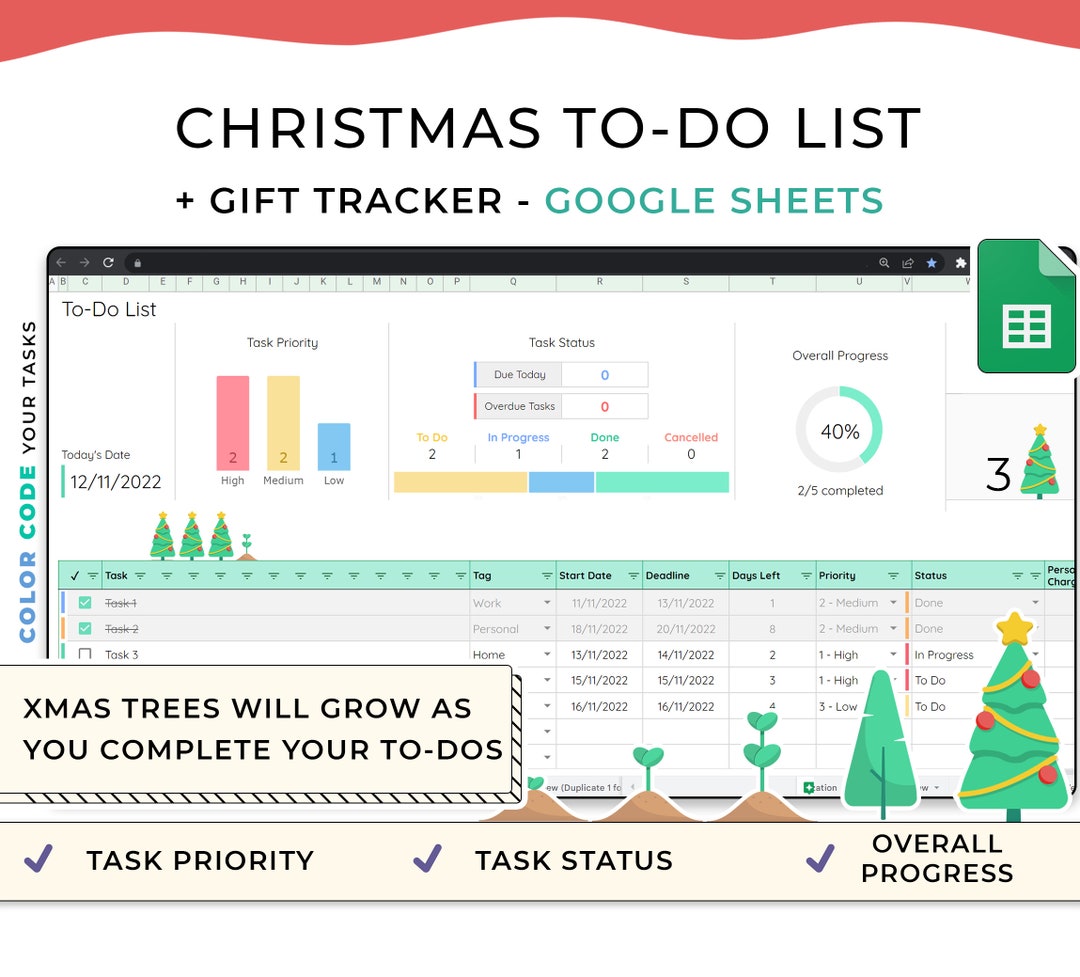 Christmas To-do List & Gift Tracker - Google Sheets (digital Download ...