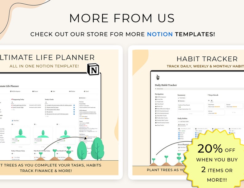 Plant A Tree Notion Habit Tracker, Goal Planner (digital Download) - Etsy