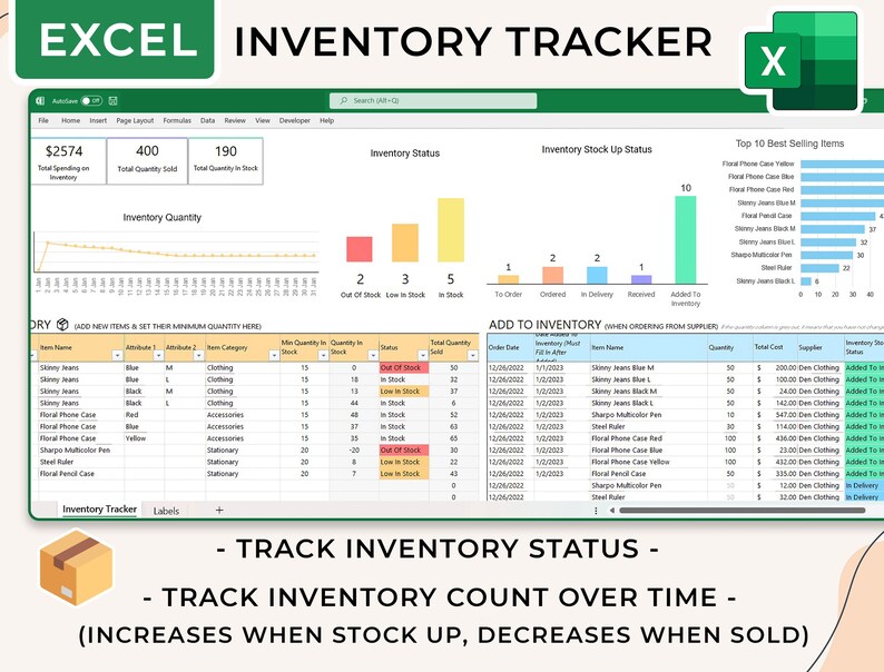 Excel Inventory Tracker Spreadsheet Template Inventory - Etsy