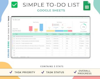 To Do List Template, Google Sheets Spreadsheet, Daily to Do, Digital ...