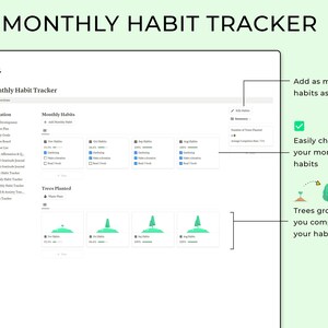 Notion Habit Tracker, 2023 / 2024 Notion Template, Aesthetic Notion Dashboard, Monthly, Weekly ...