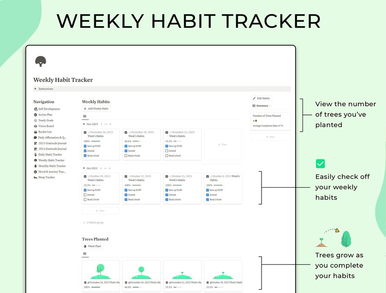 Notion Habit Tracker 2023 2024 Notion Template Aesthetic Notion