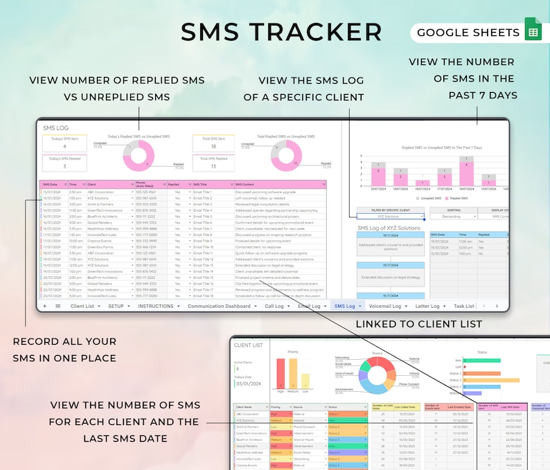 Client Communication Tracker, Google Sheets Call, Email, SMS Tracker ...