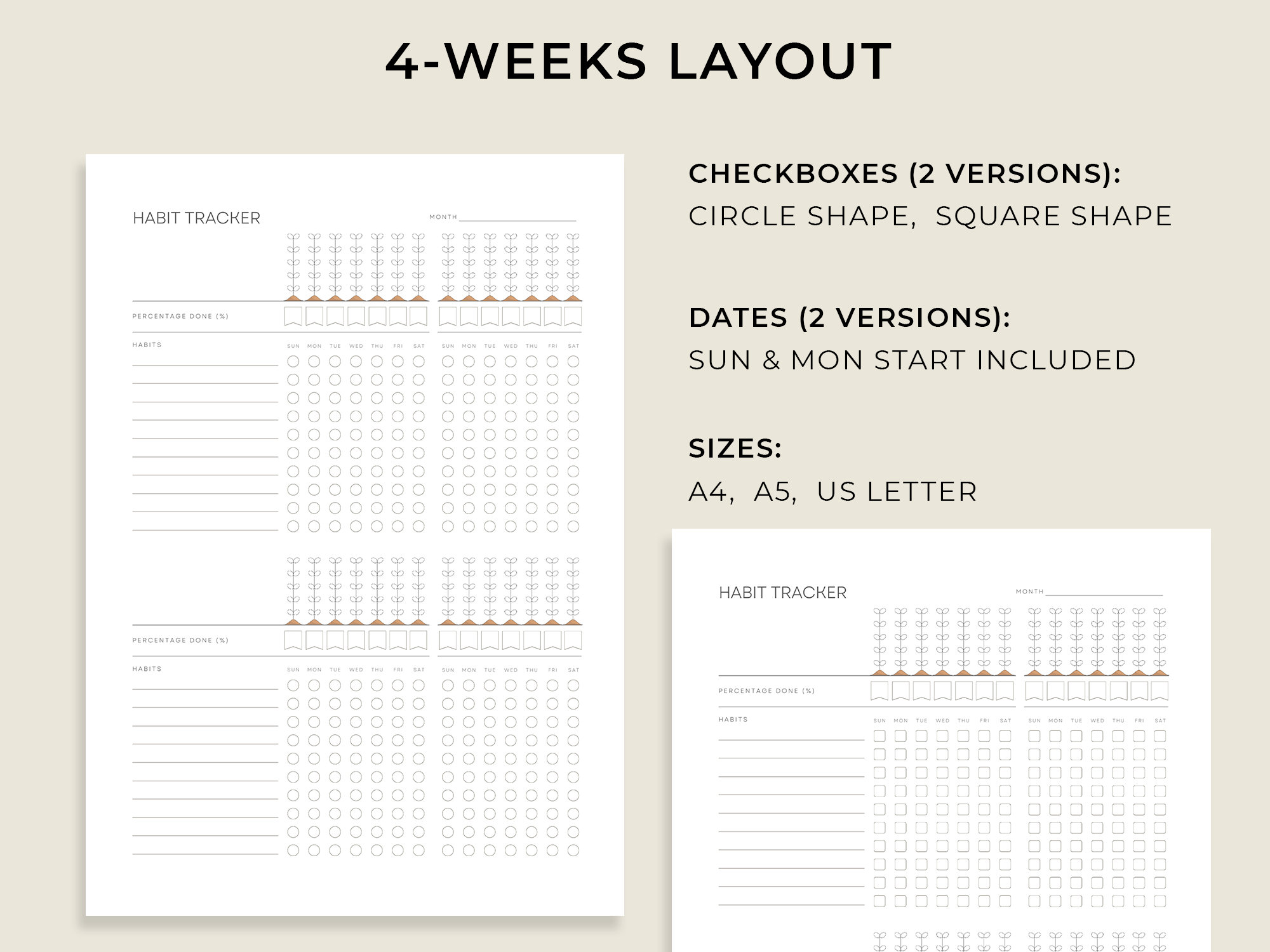Habit Tracker Printable, Monthly, Weekly, Daily Habit Tracker Template ...