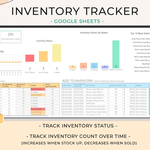 Inventory Tracker Spreadsheet Google Sheets Stock Tracking - Etsy