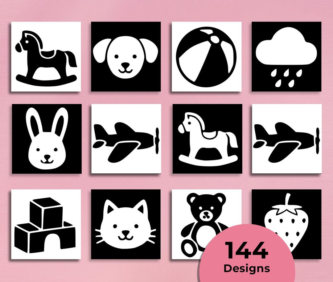 Baby Sensory Flashcards, High Contrast Visual Stimulation, Picture Card ...