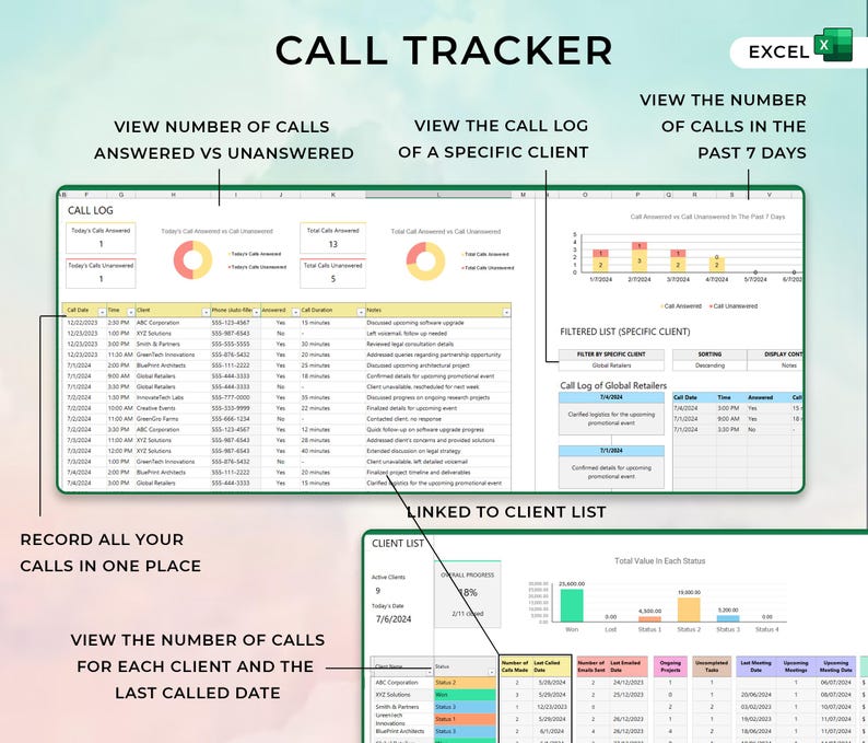 Excel Client Tracker, CRM Dashboard, Excel Small Business Template ...