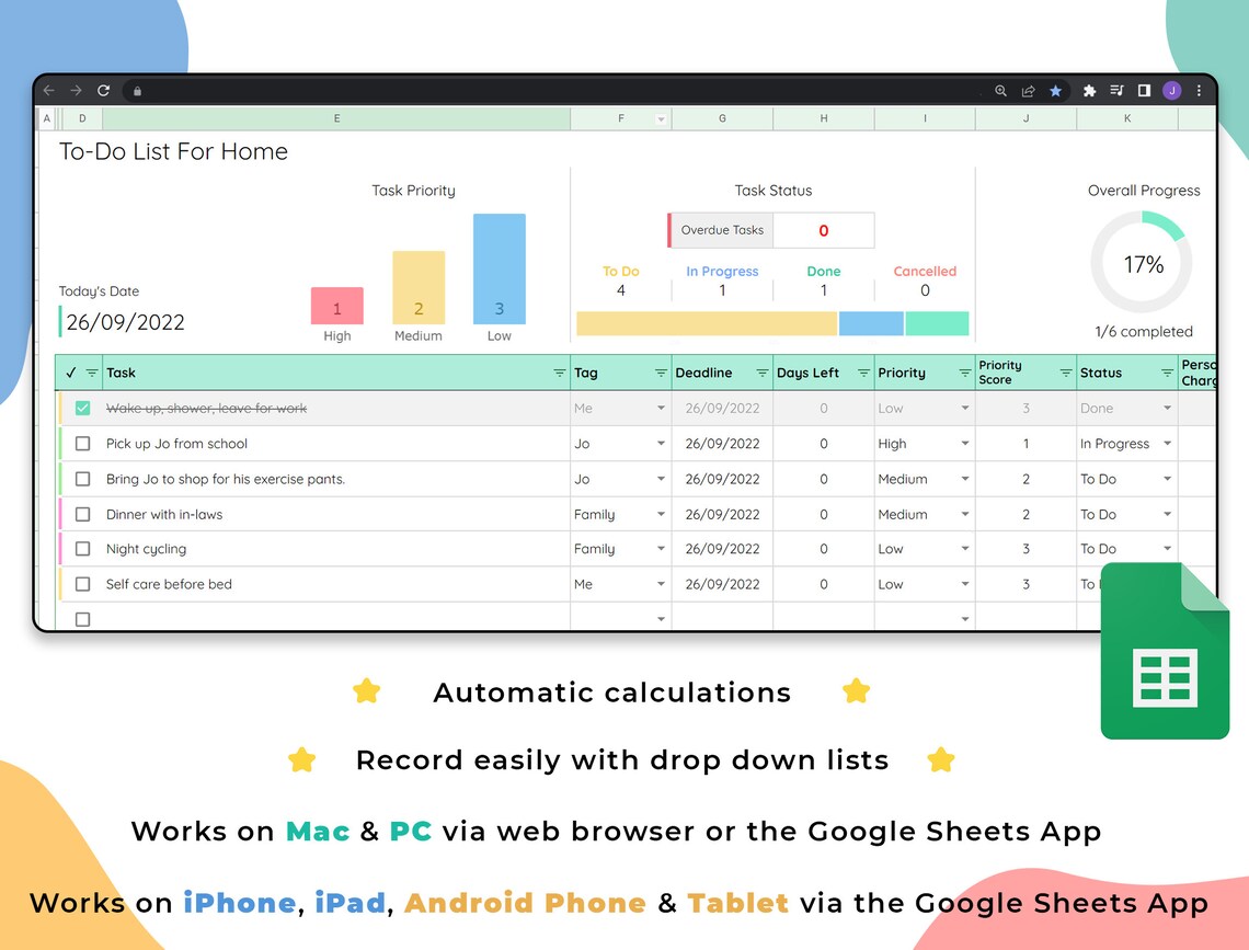 To Do List Template Google Sheets Spreadsheet Daily to Do - Etsy